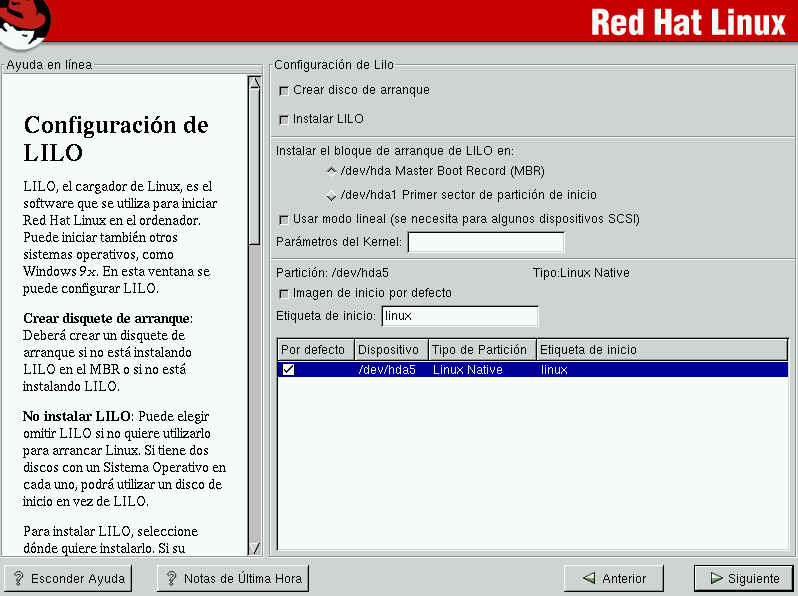 Instalación de LILO